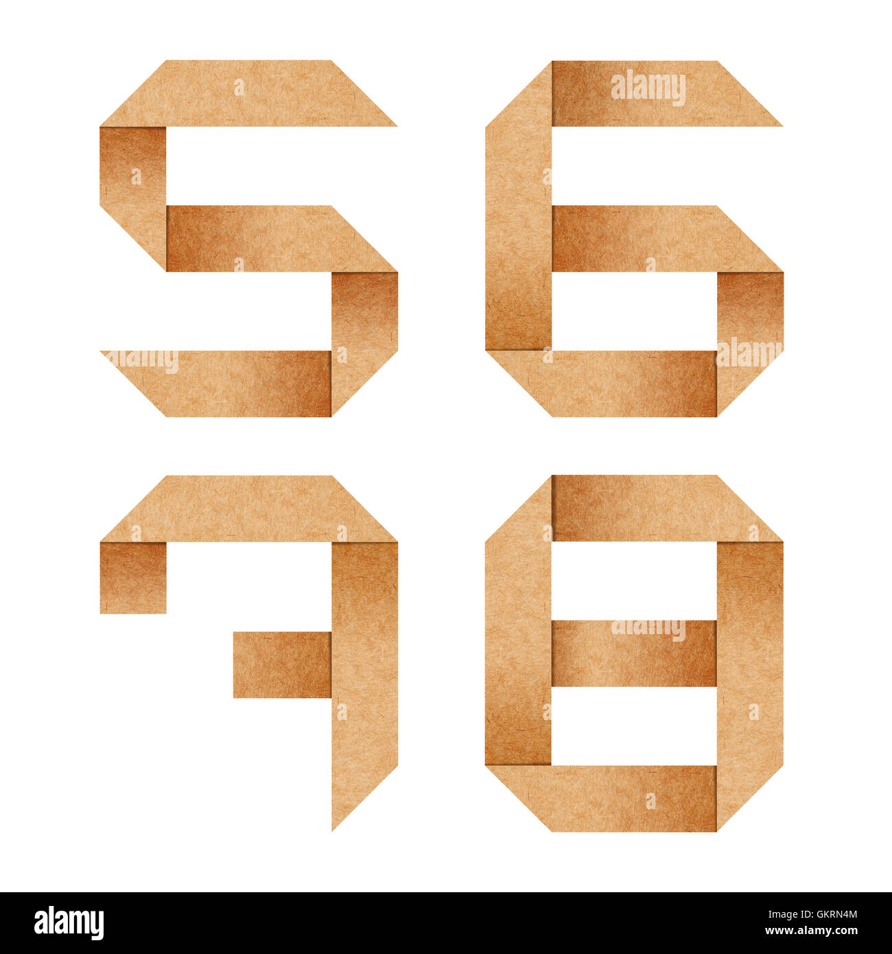 5,6,7,8 Origami alphabet letters from recycled paper with clippi Stock ...