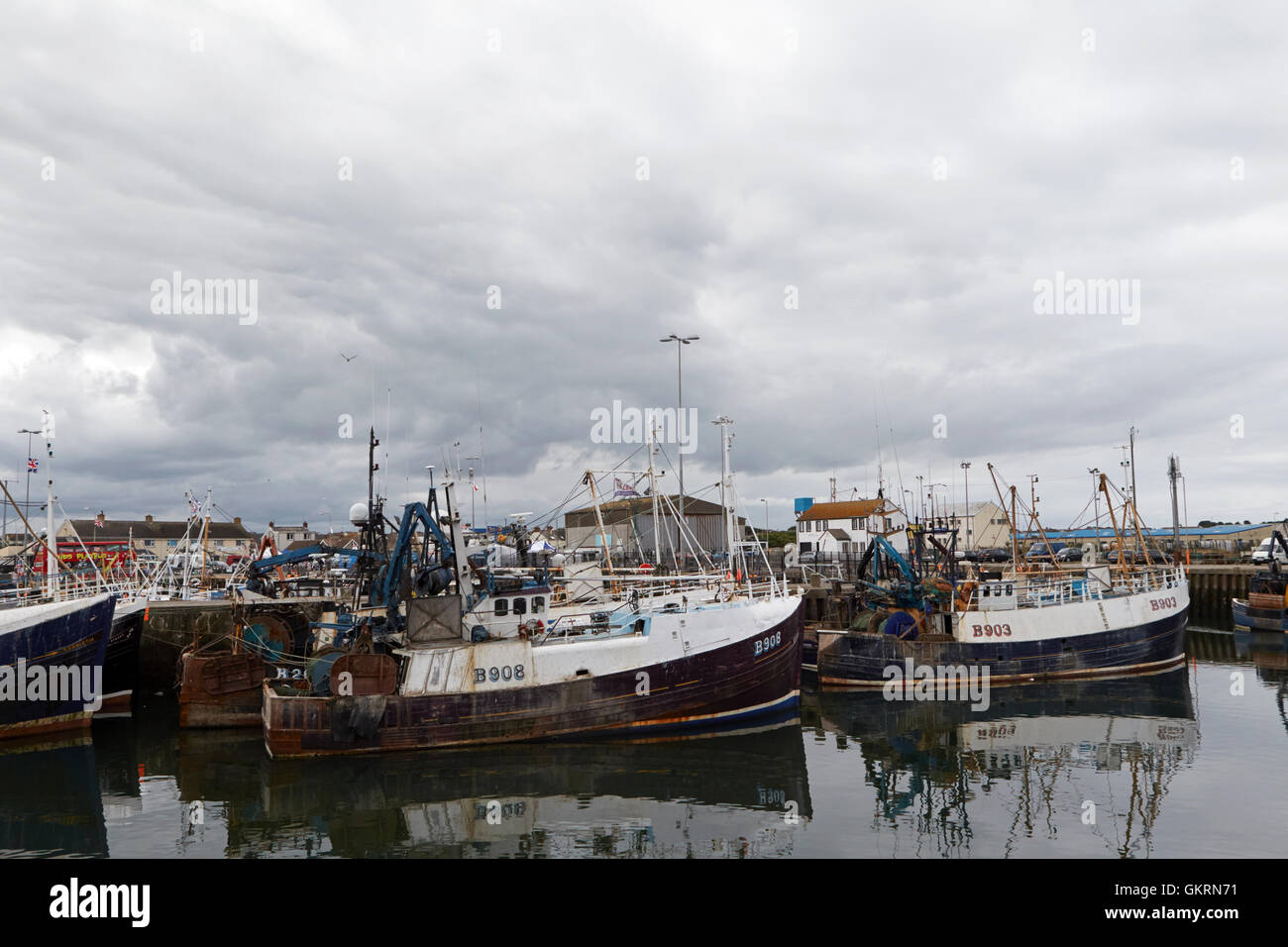 portavogie fishing fleet in harbour under stormy grey skies Stock Photo ...