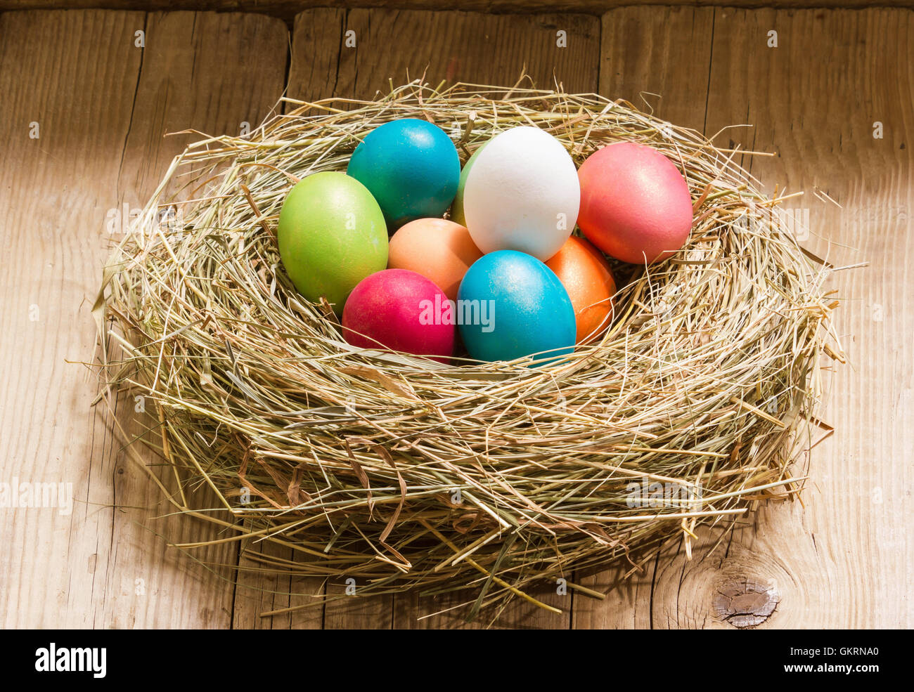 Nest with Easter eggs Stock Photo - Alamy