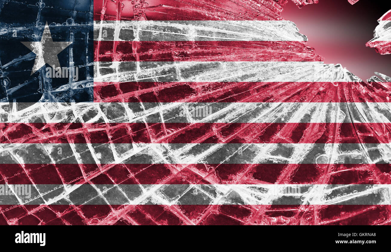 Broken glass or ice with a flag, Liberia Stock Photo - Alamy