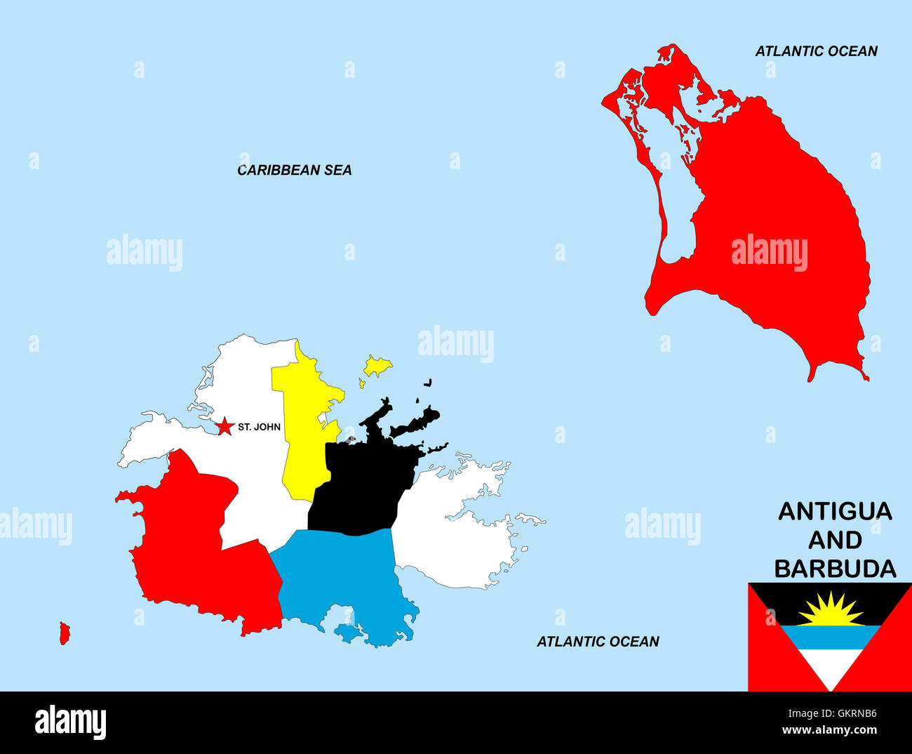 antigua and barbuda map Stock Photo - Alamy