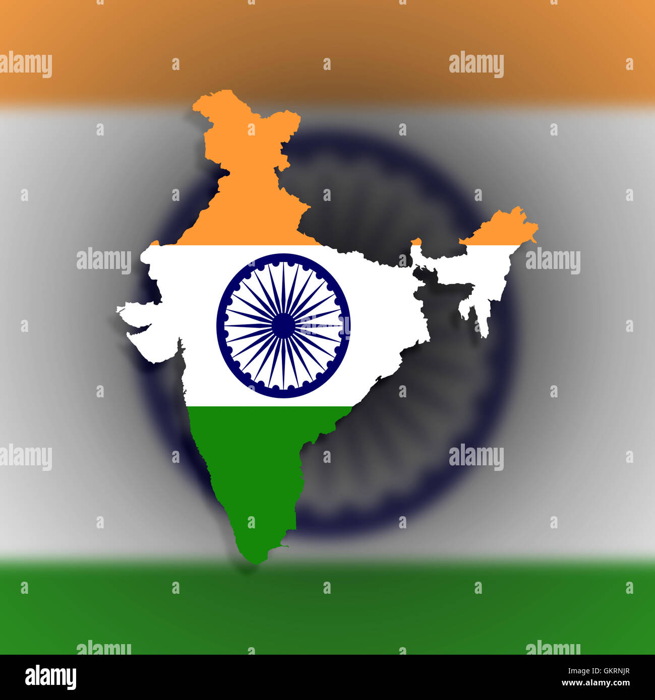 Map of India filled with flag Stock Photo - Alamy
