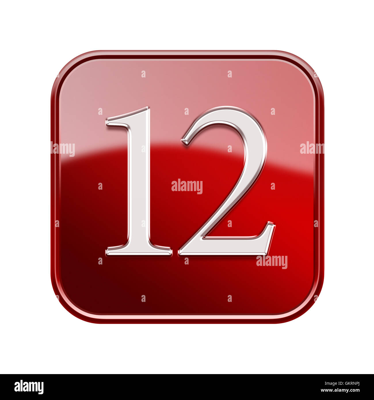 Twelve icon red glossy, isolated on white background Stock Photo - Alamy