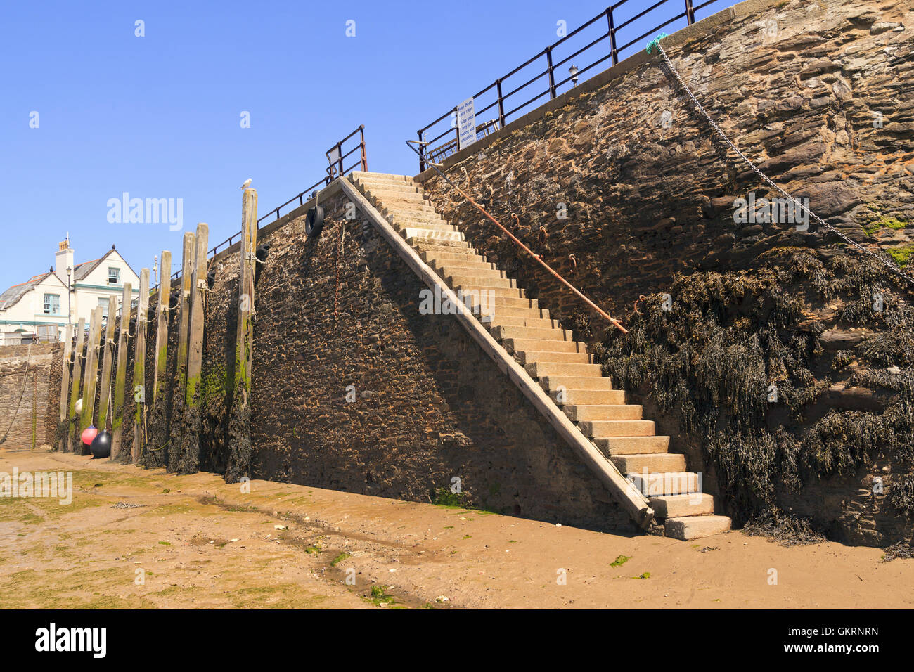 Harbour Wall & Steps at Low Tide in Ilfracombe Harbour Devon Stock ...