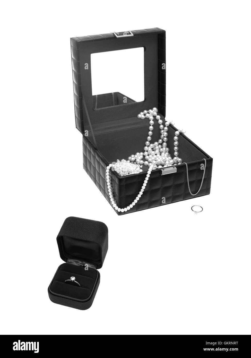 Silver ring box Black and White Stock Photos & Images - Alamy