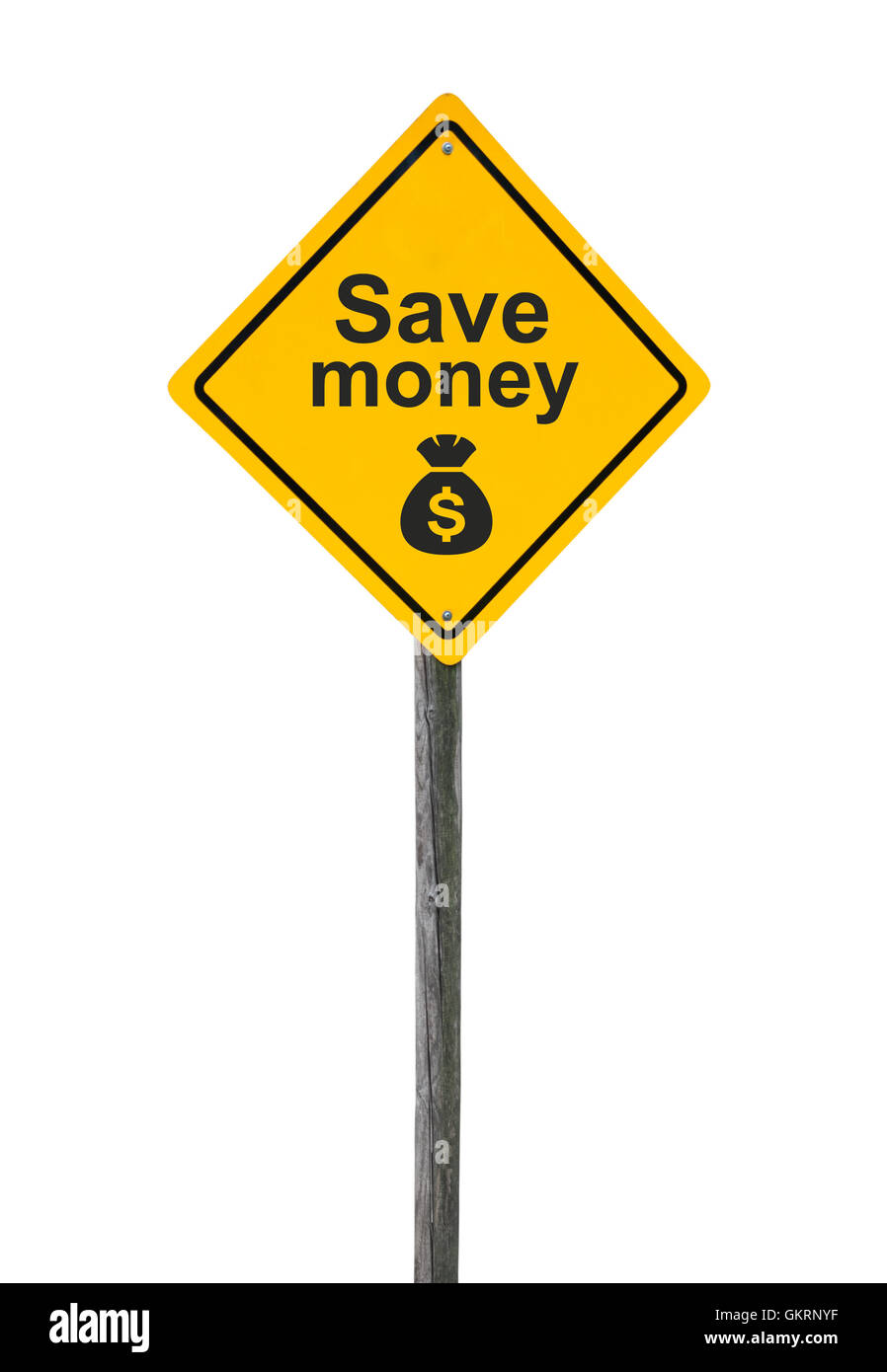 Save money road sign Stock Photo - Alamy