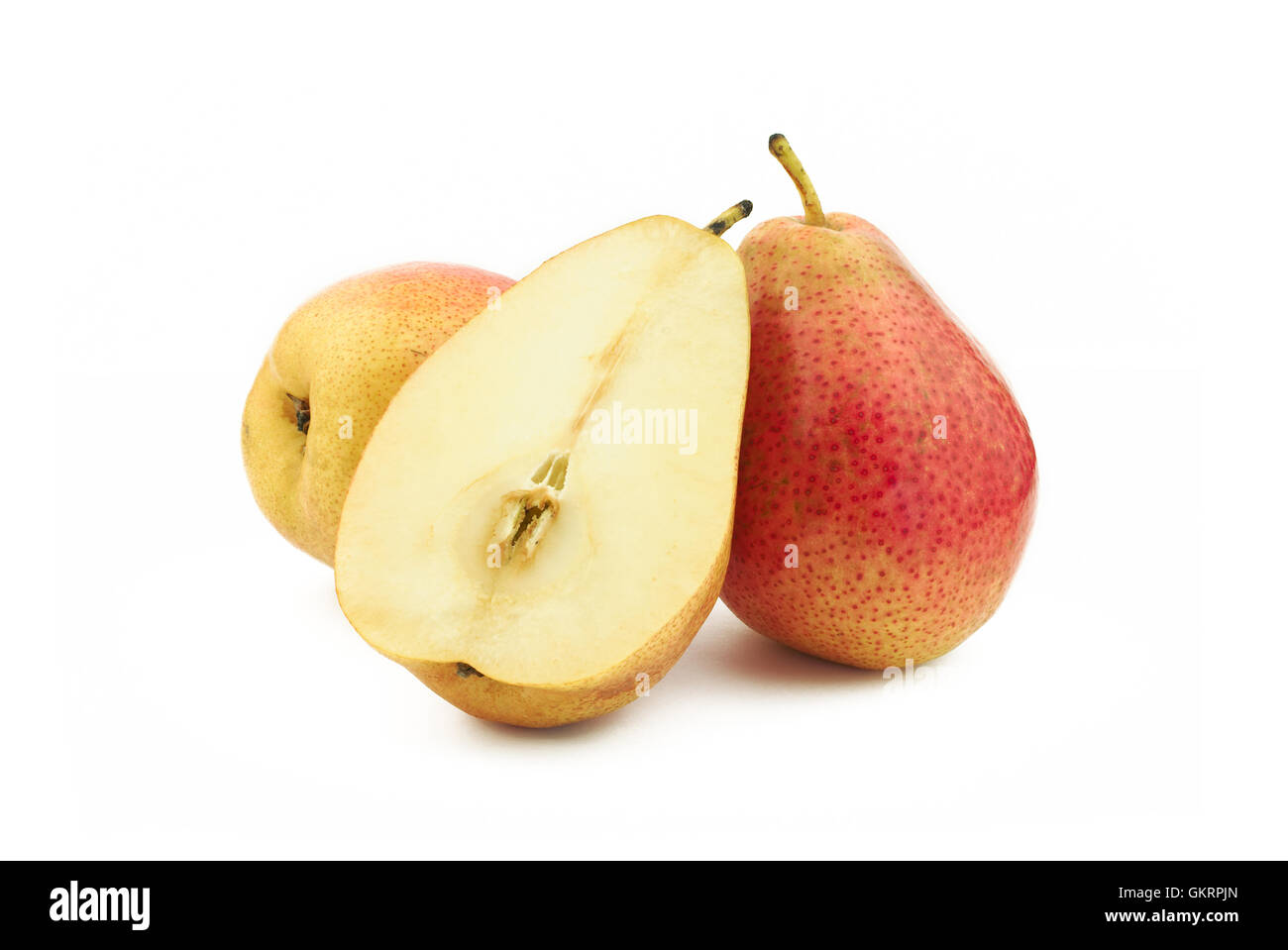 Two and half red pears Stock Photo - Alamy