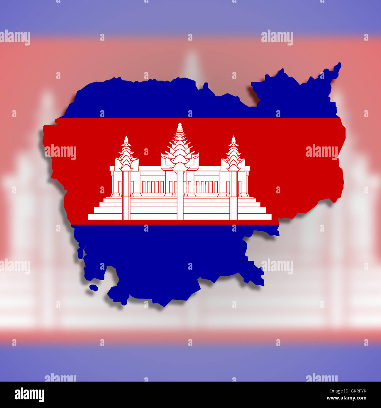 Map of Cambodia filled with flag Stock Photo - Alamy