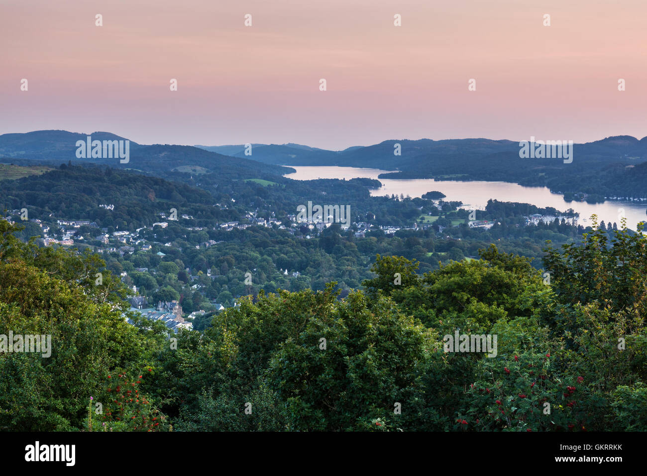 The view over the southern end of Windermere and its town from Orrest ...