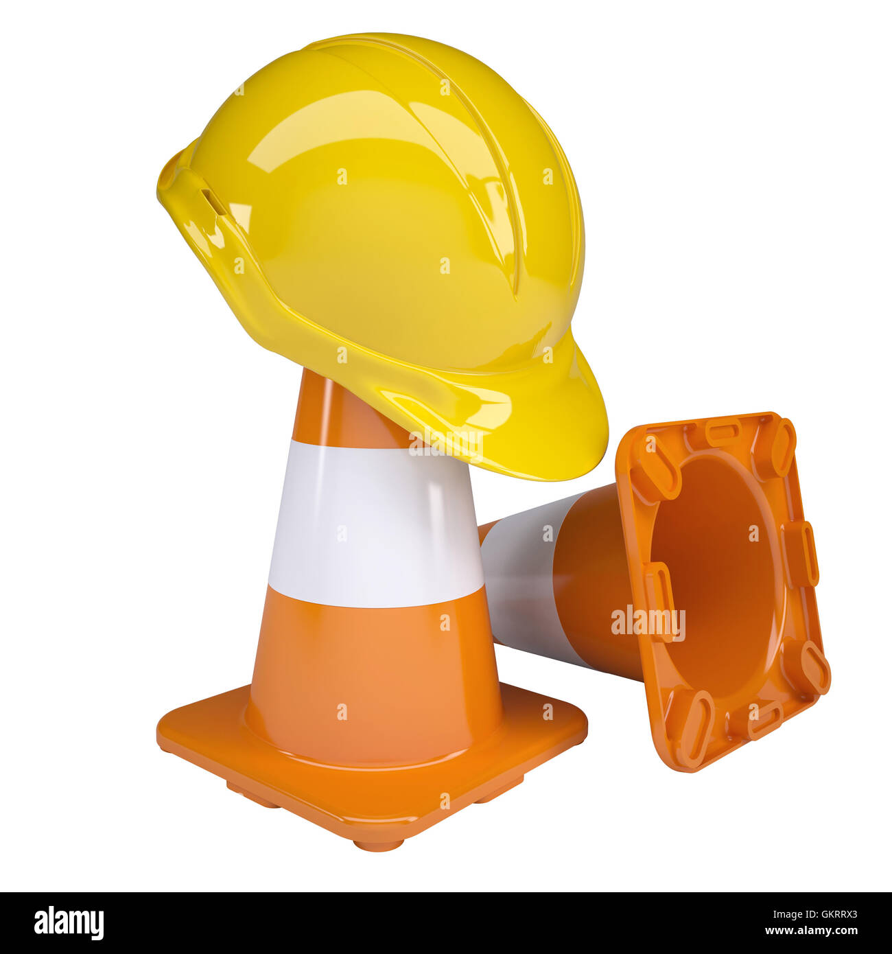 Traffic cone and helmet Stock Photo - Alamy