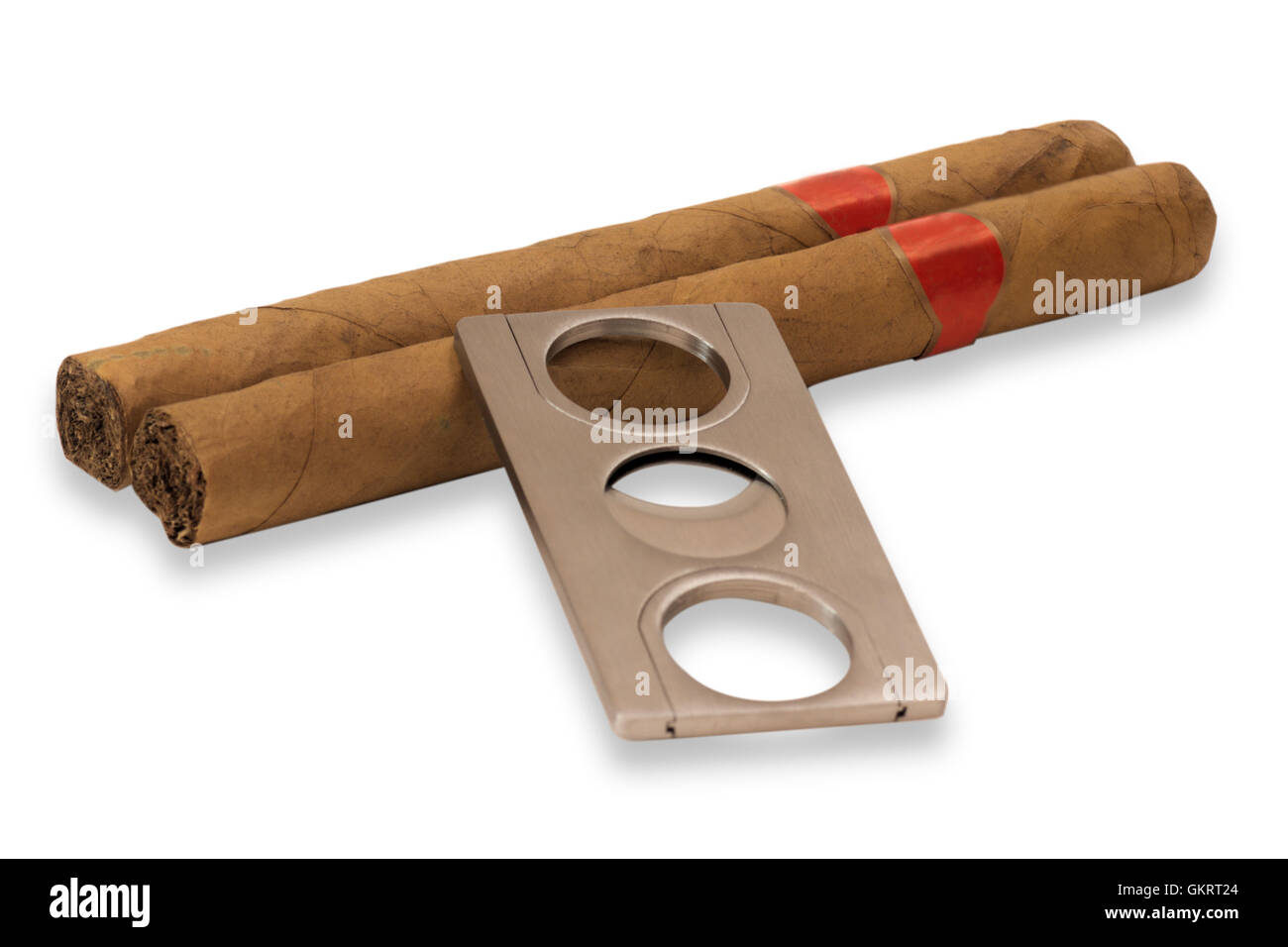 Two cigars isolated on white background Stock Photo - Alamy