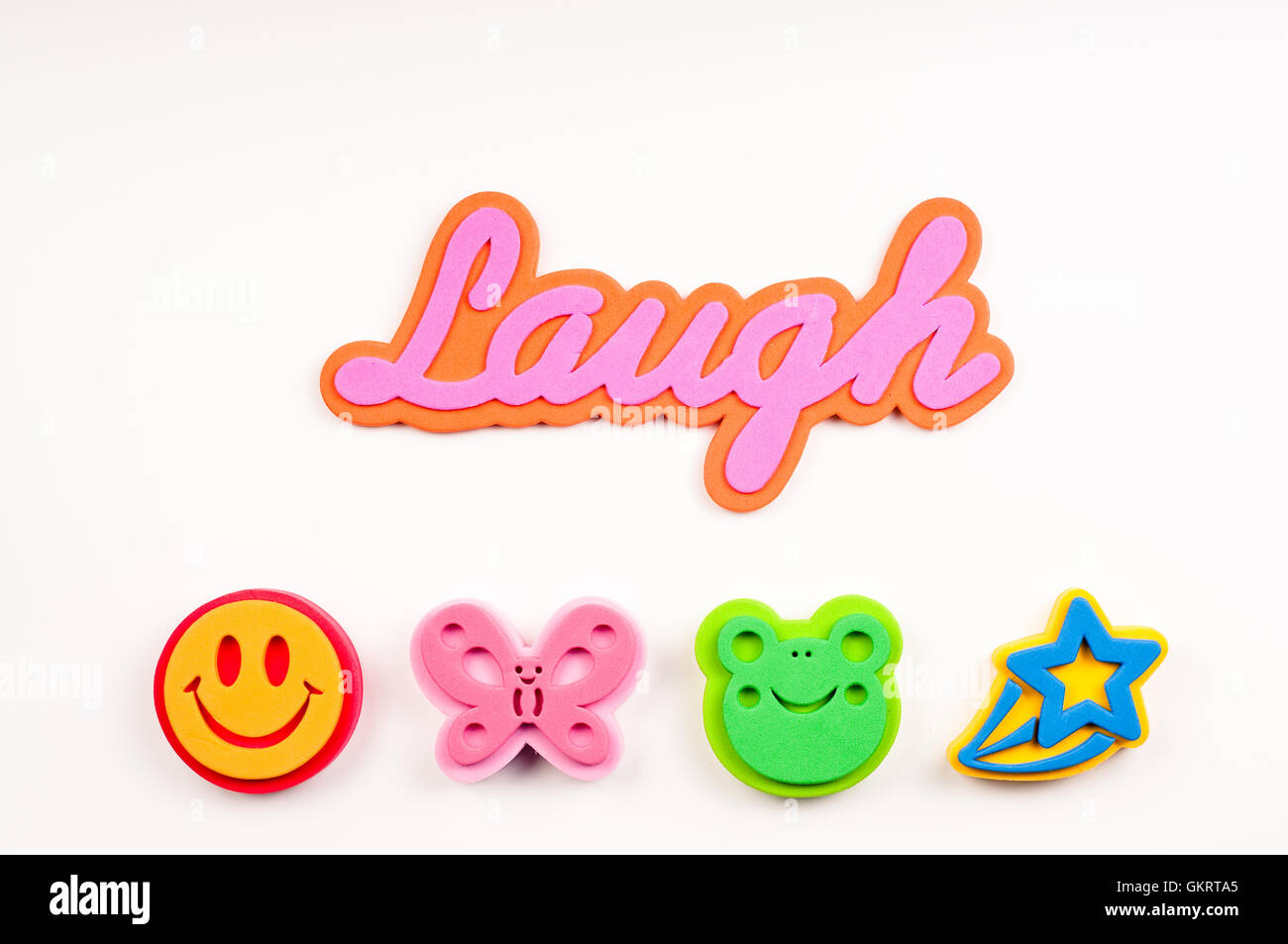 The word laugh with foam graphics Stock Photo - Alamy