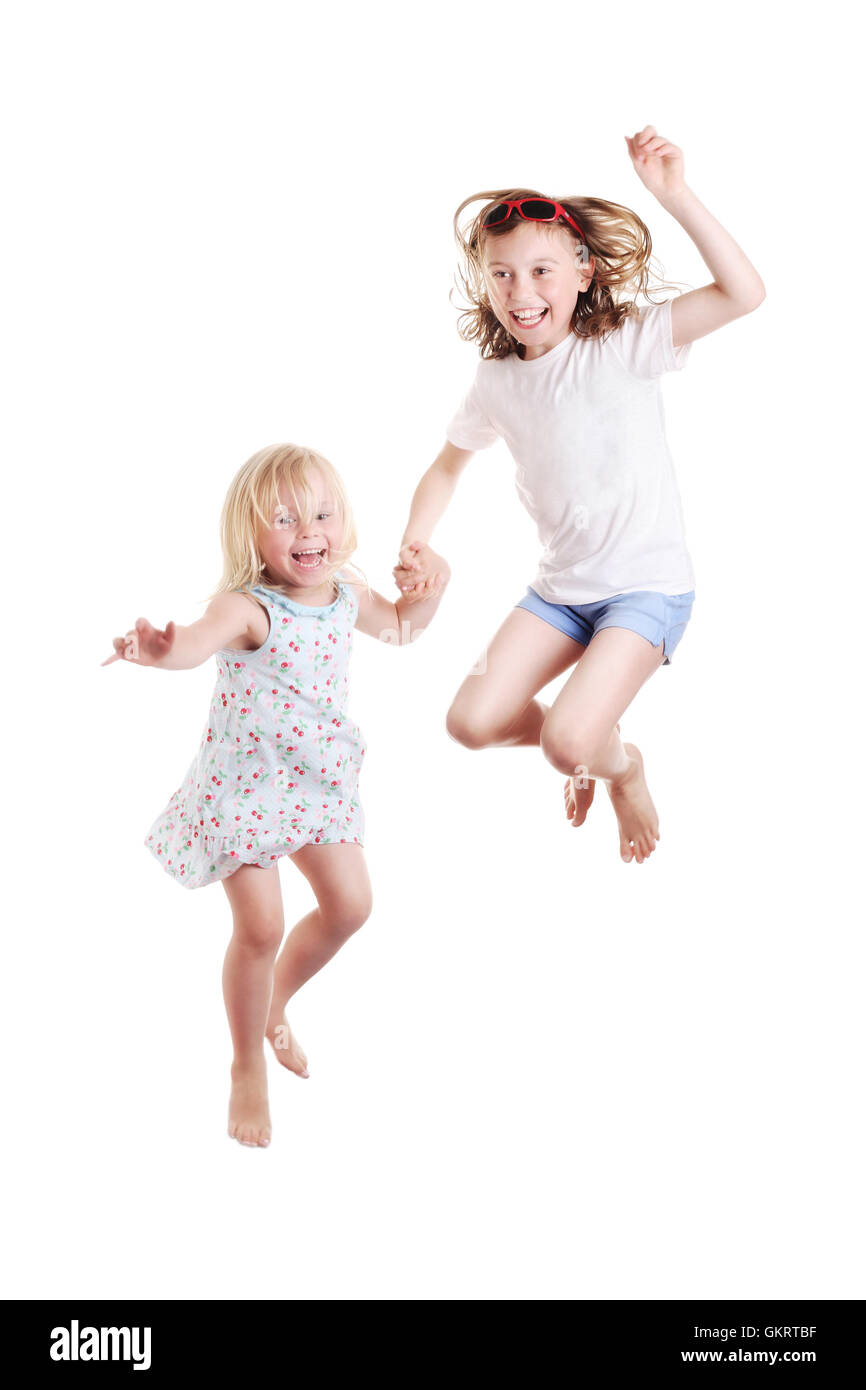little girls jumping Stock Photo - Alamy
