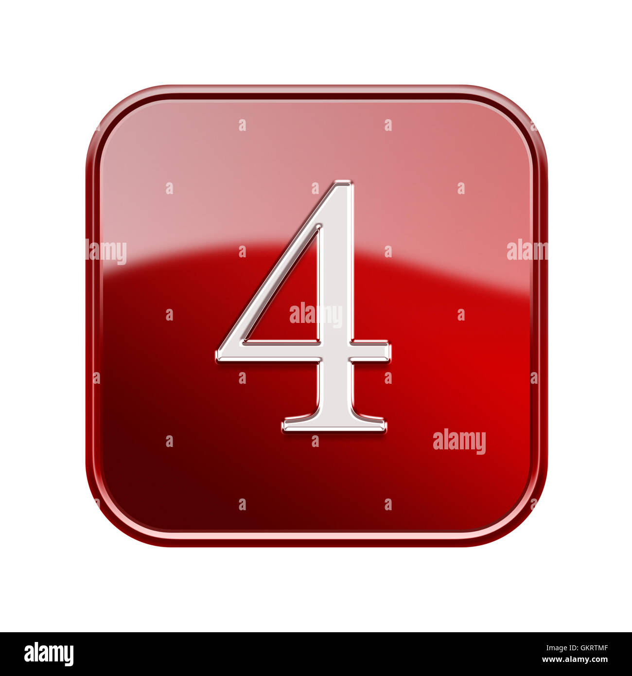 Number four red glossy, isolated on white background Stock Photo - Alamy