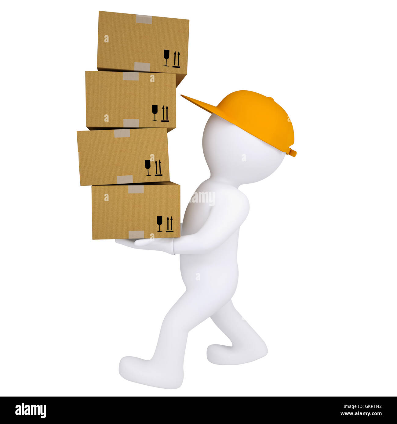 3d man lifting cardboard box Cut Out Stock Images & Pictures - Alamy