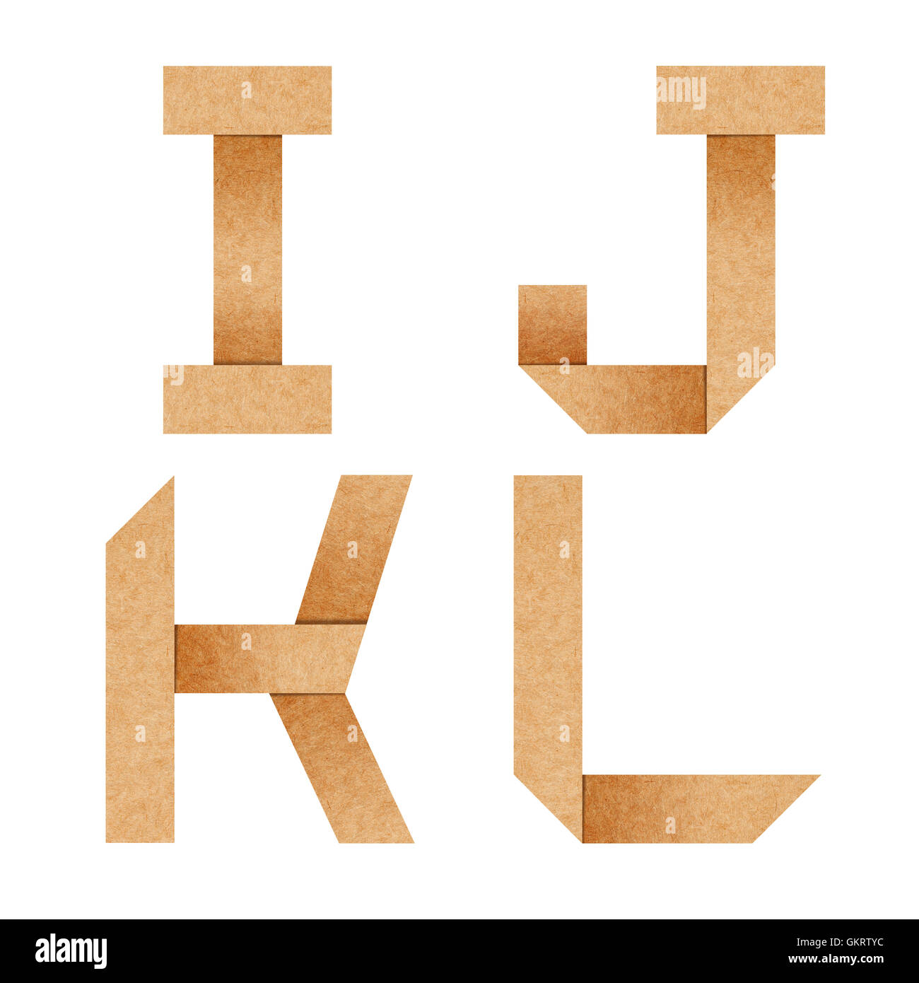 I,J,K,L Origami alphabet letters from recycled paper Stock Photo - Alamy