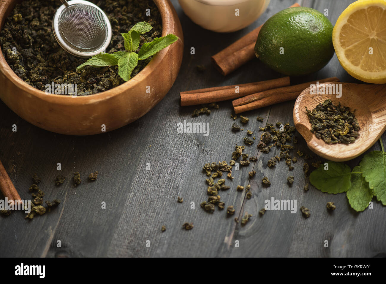 tea composition closeup Stock Photo - Alamy