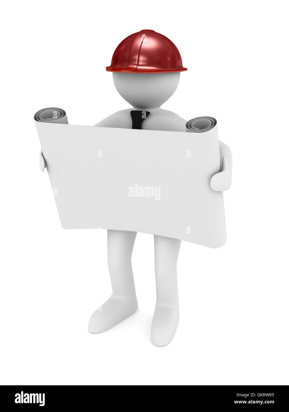 engineer in helmet on white background. Isolated 3D image Stock Photo ...