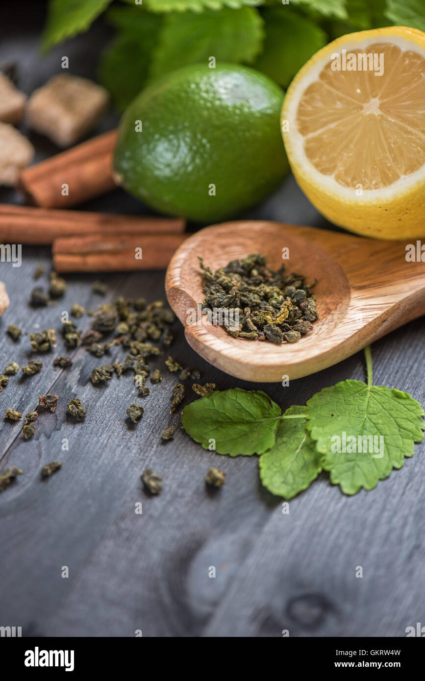 tea composition closeup Stock Photo - Alamy
