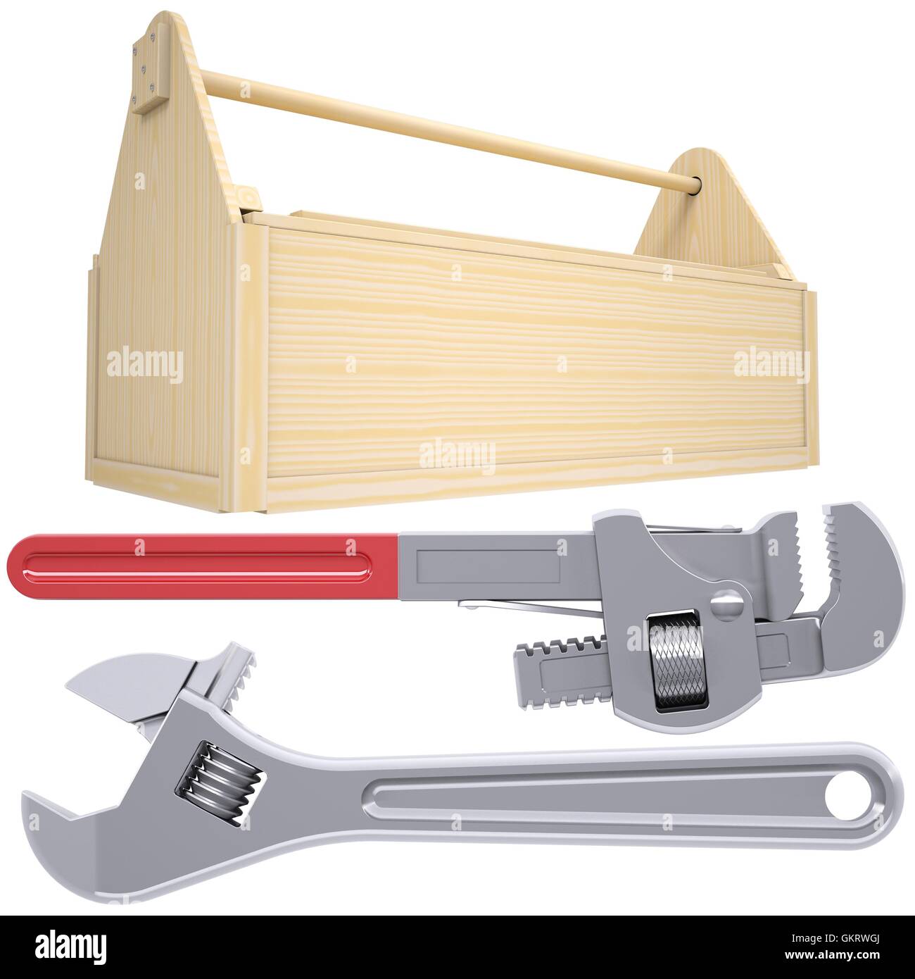 Tool box and wrench Stock Photo - Alamy