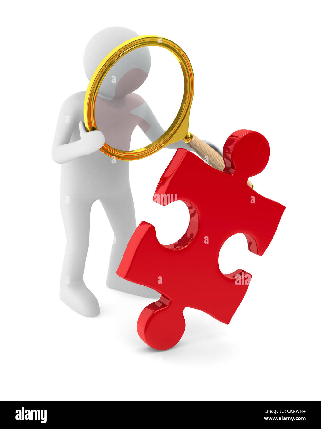 Man with puzzle on white background. Isolated 3D image Stock Photo - Alamy