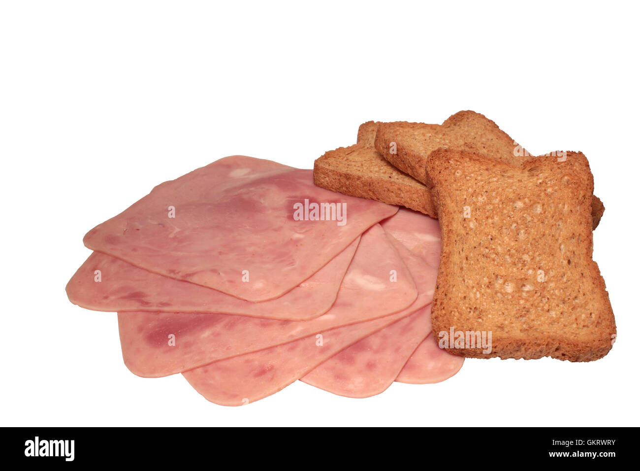 Breakfast with a sliced toast bread and ham Stock Photo - Alamy
