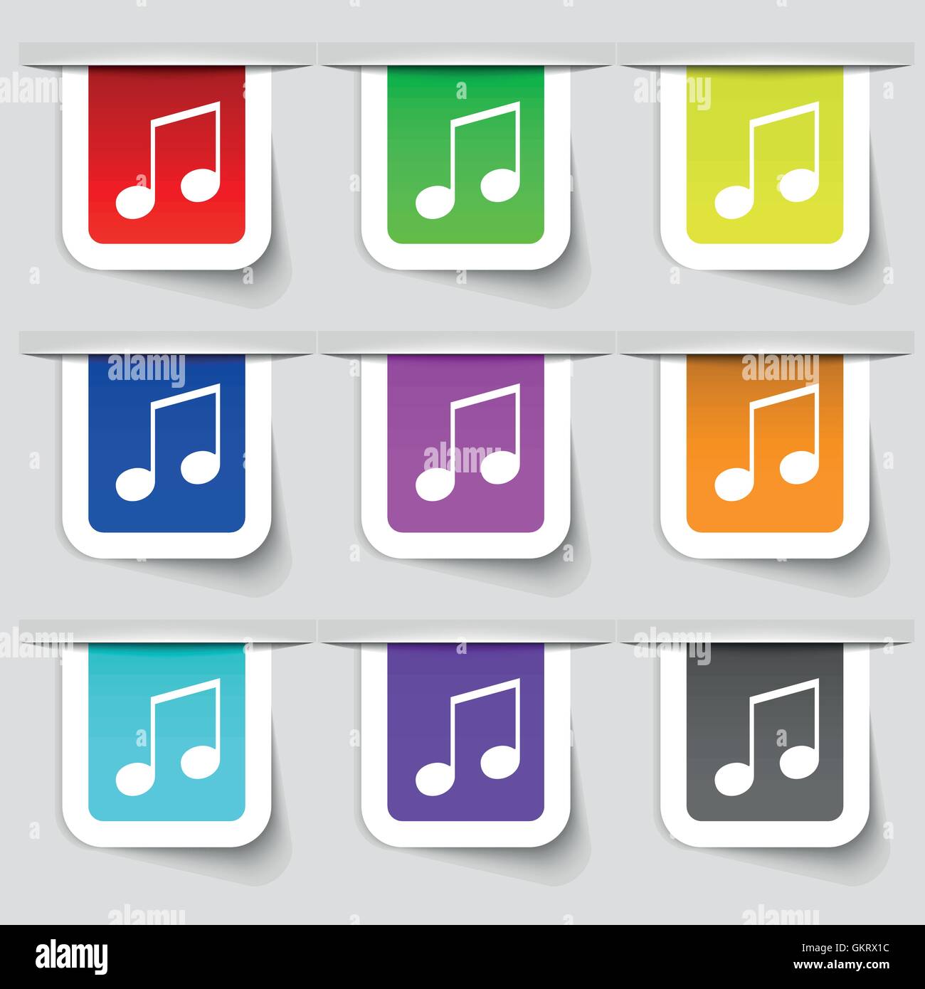 musical note, music, ringtone icon sign. Set of multicolored modern ...