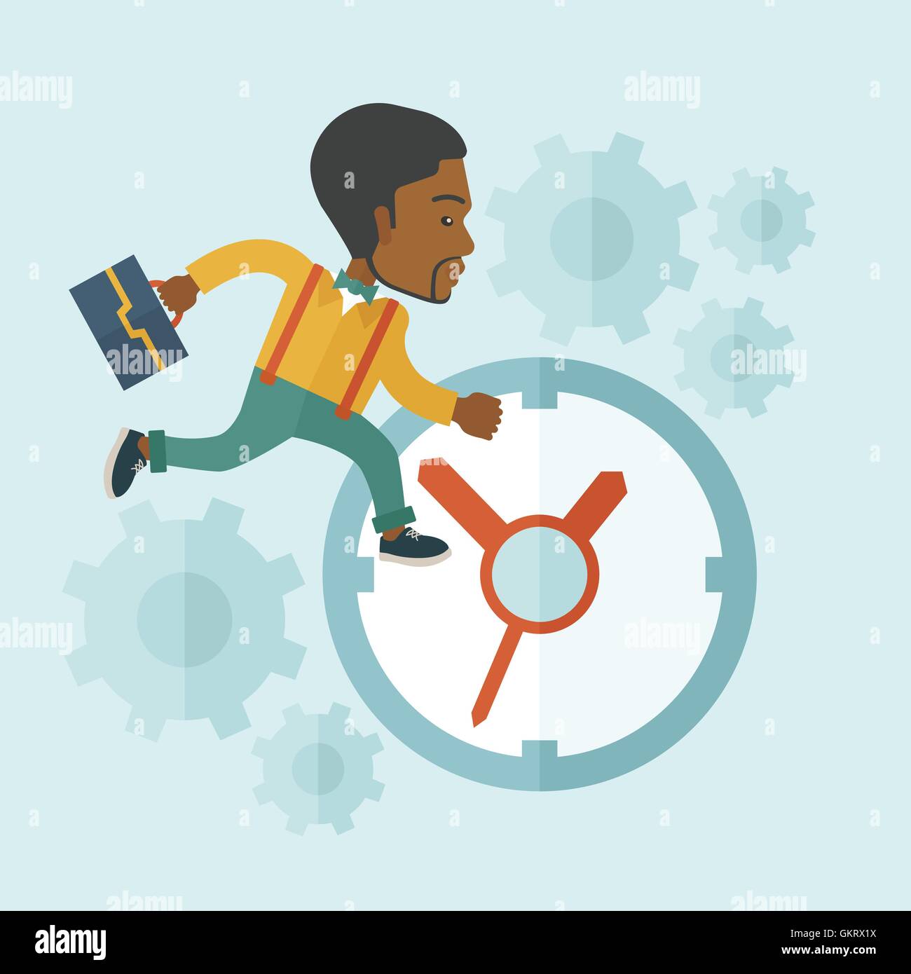 Worker with briefcase is running out of time Stock Vector Image & Art ...