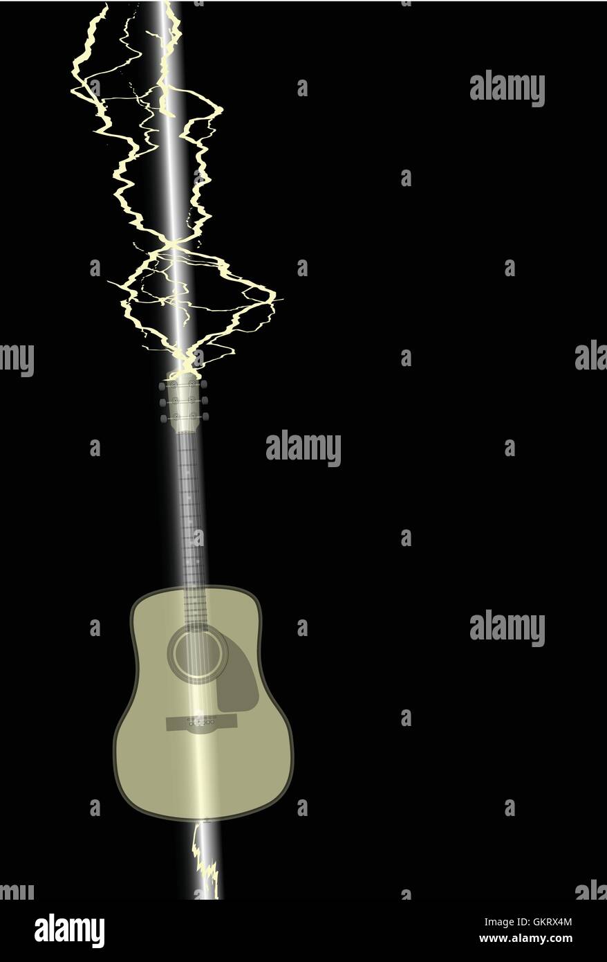 Lightning Strike Acoustic Guitar Stock Vector Image & Art - Alamy