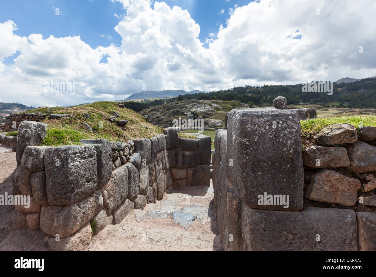 Inca site in Peru Saqsaywaman with classic Inca stone work that amazes ...