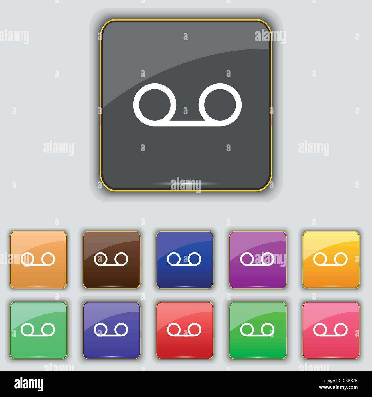 audio cassette icon sign. Set with eleven colored buttons for your site. Vector Stock Vector ...