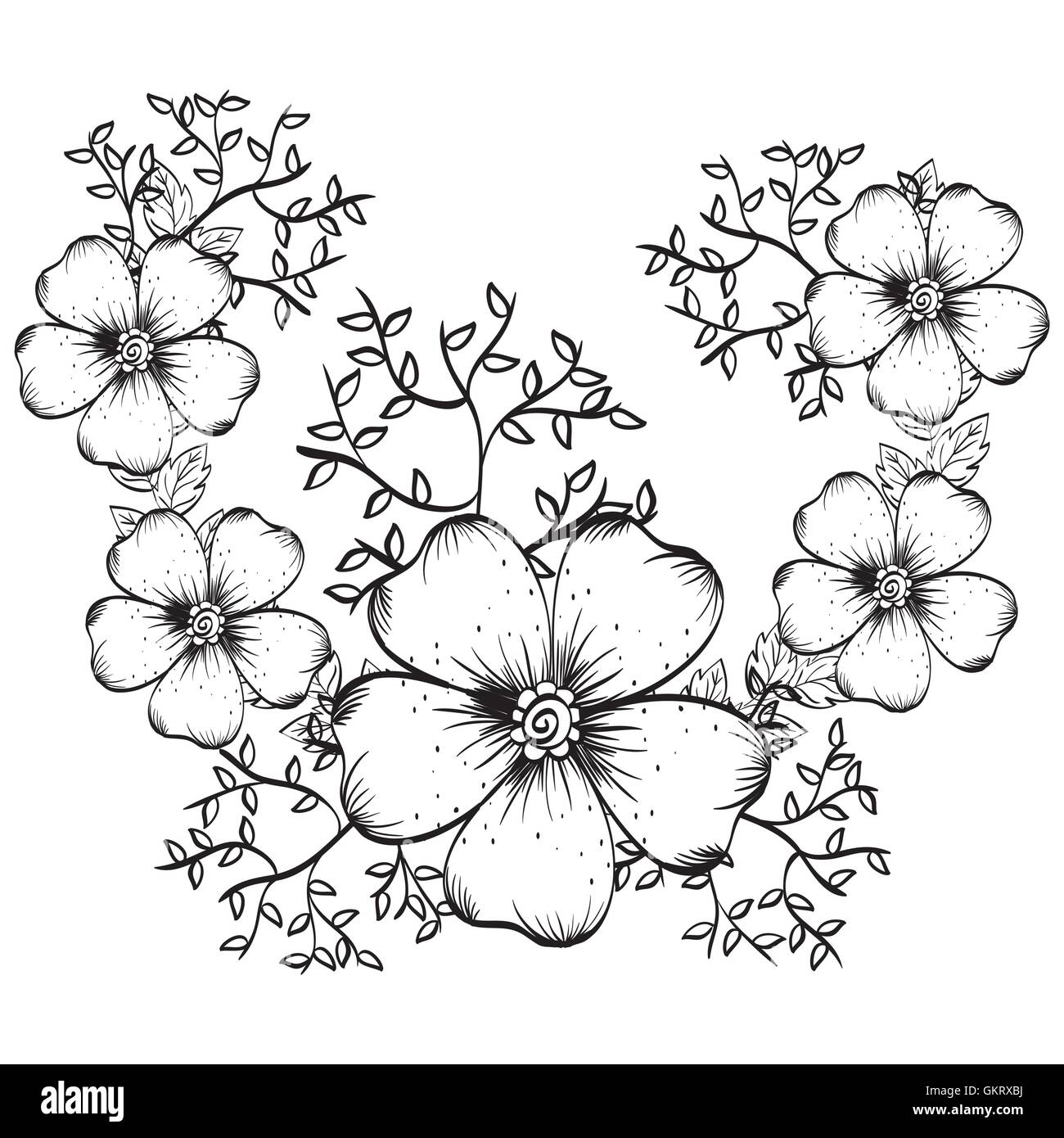 Floral design. Doodle illustration. white background Stock Vector Image ...