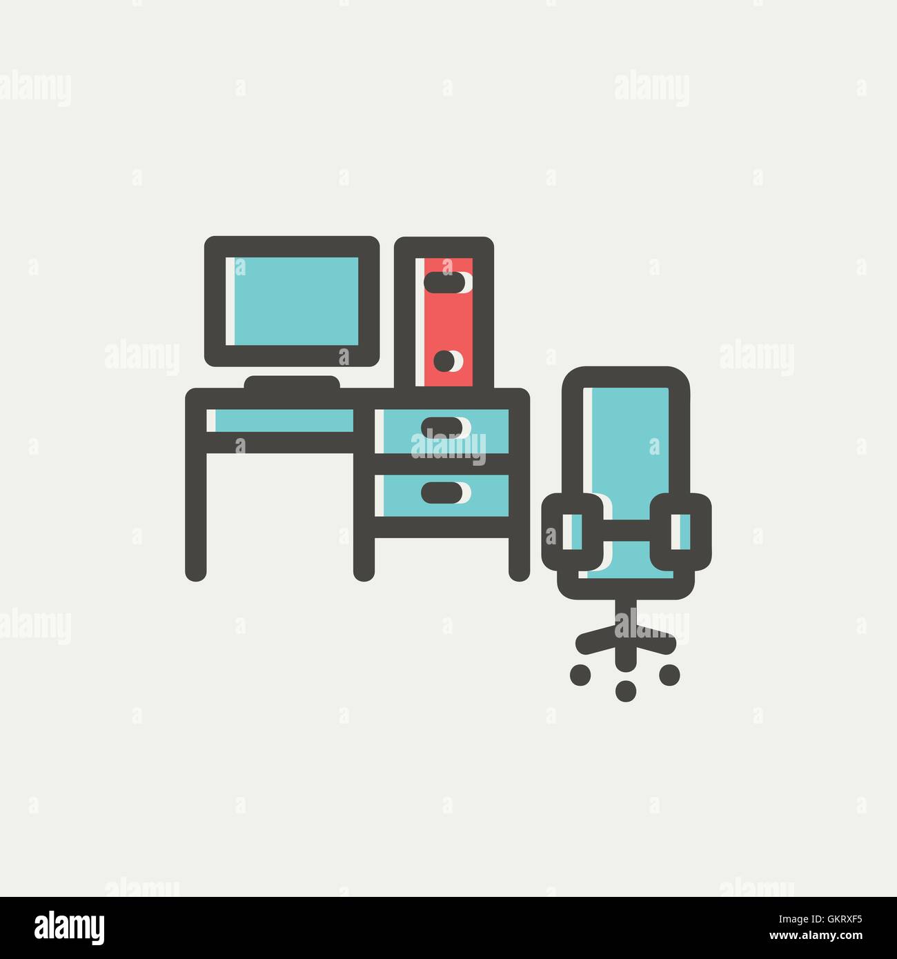 Workspace desk chair computer Stock Vector Images - Alamy