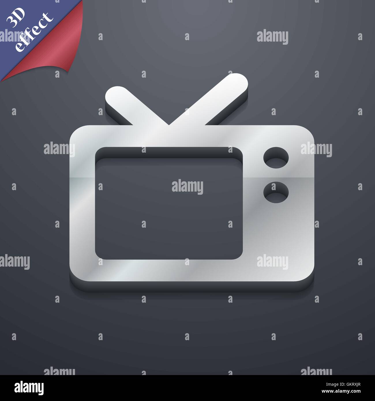 Retro TV icon symbol. 3D style. Trendy, modern design with space for ...