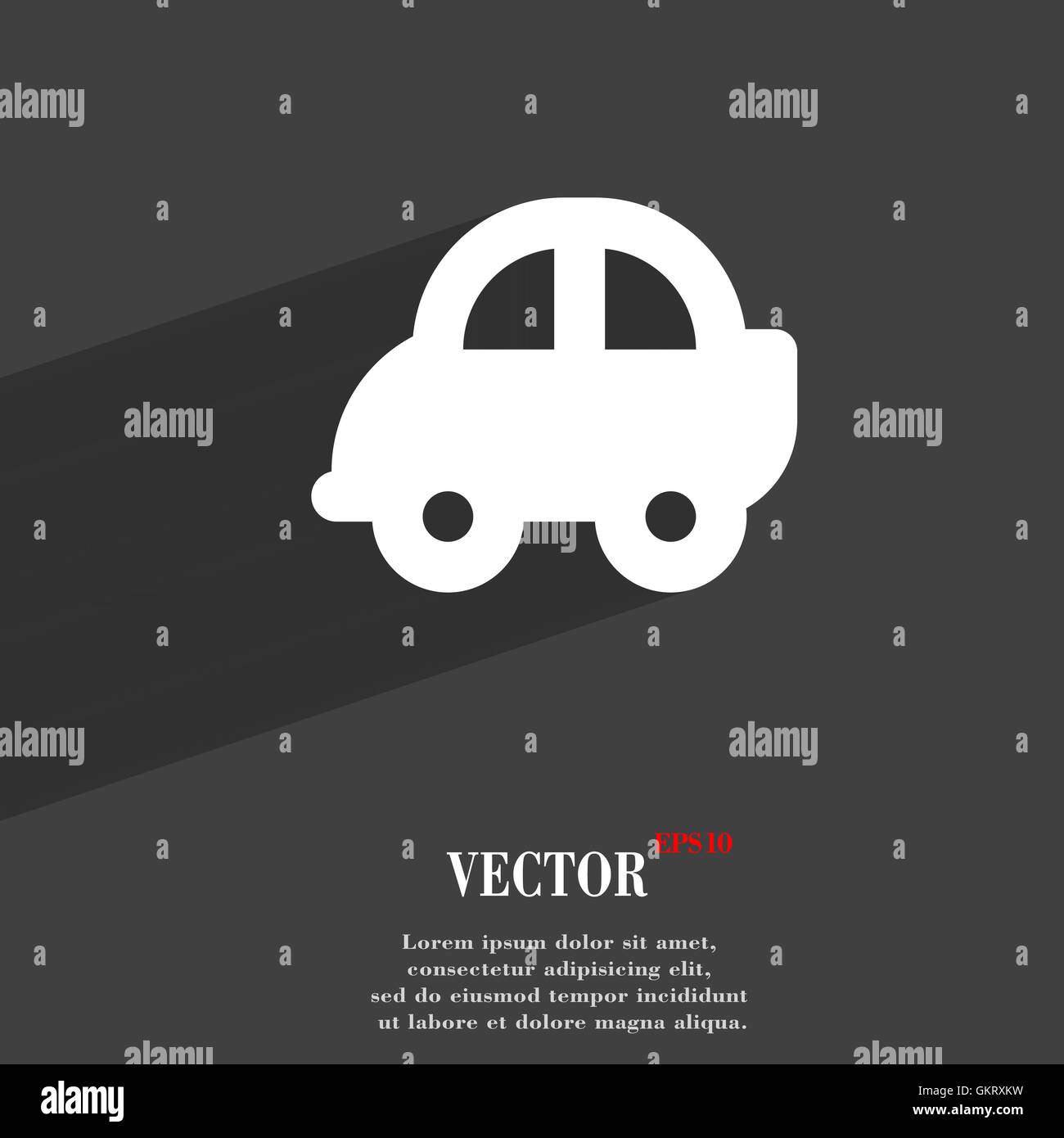 Auto icon symbol Flat modern web design with long shadow and space for ...