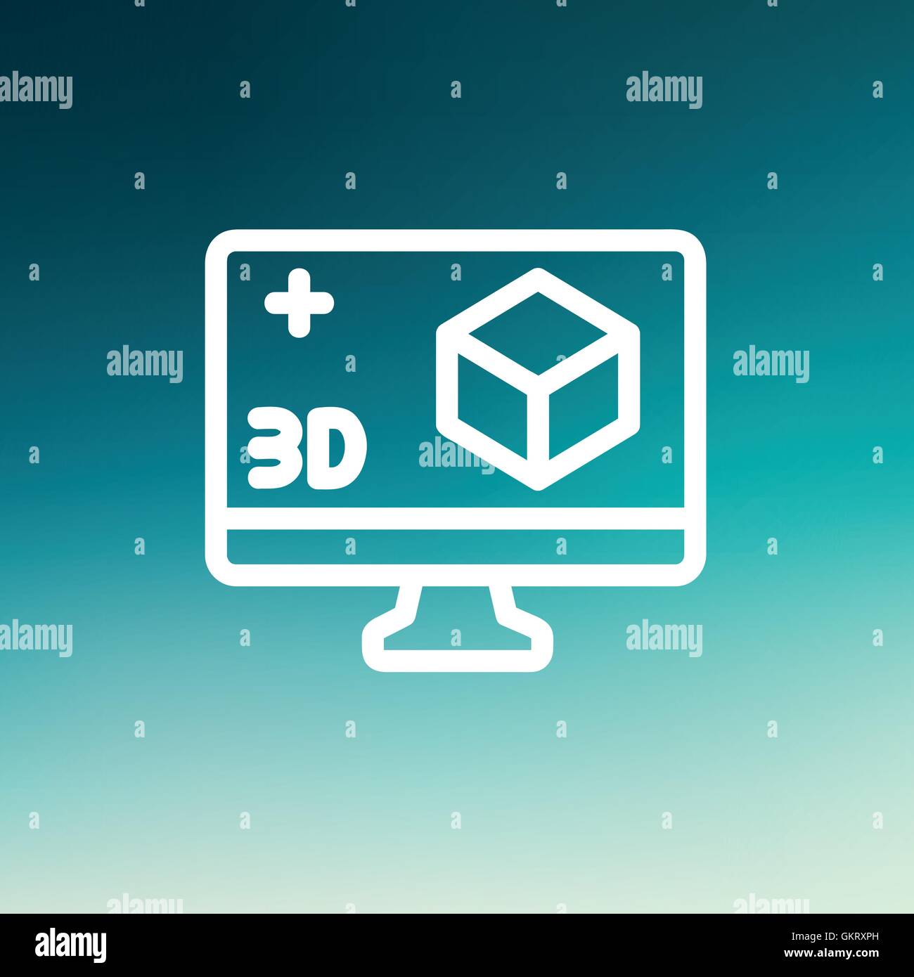 Computer monitor with 3D box thin line icon Stock Vector Image & Art ...