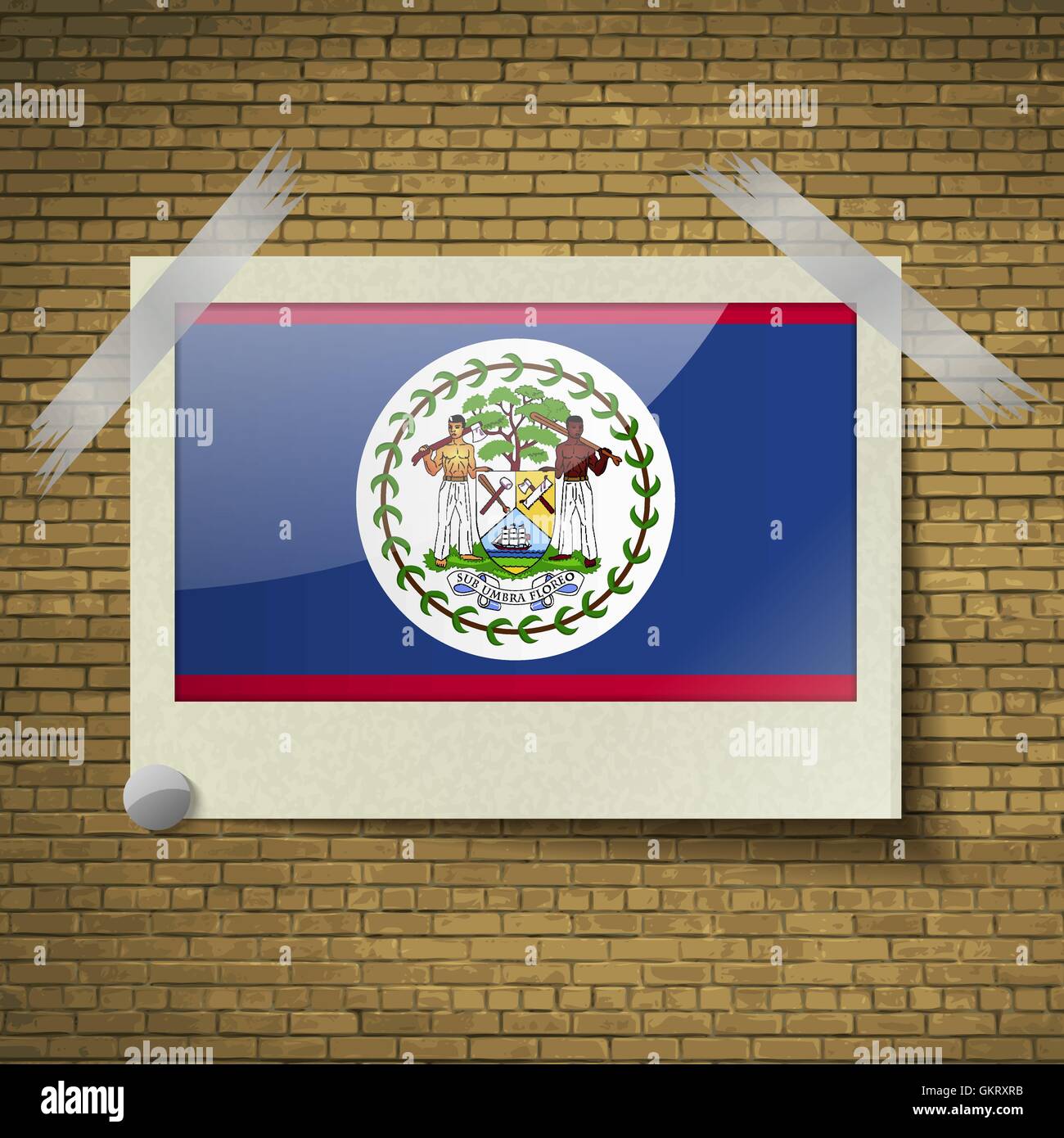 Flags Belize at frame on a brick background. Vector Stock Vector Image ...