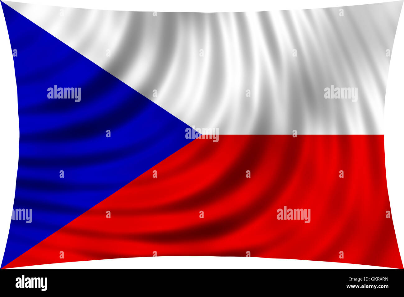 Flag of Czech Republic waving in wind isolated on white background ...