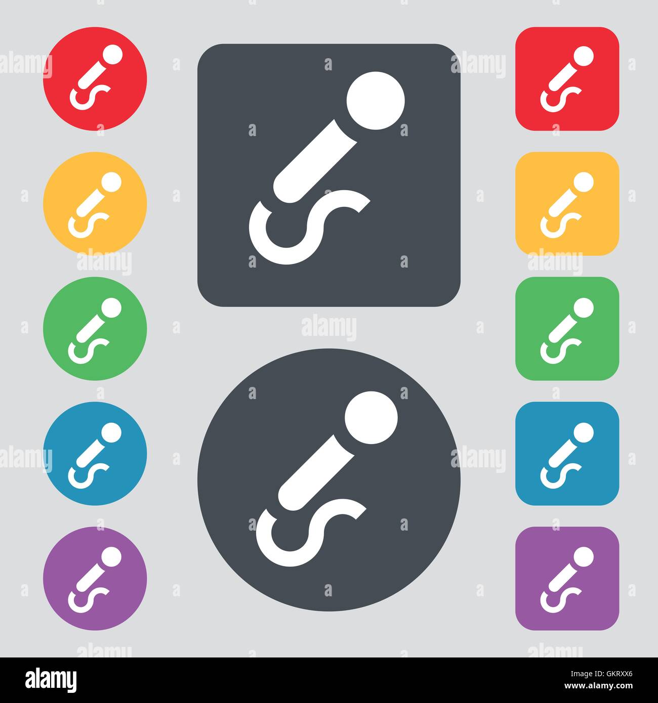 microphone icon sign. A set of 12 colored buttons. Flat design. Vector ...