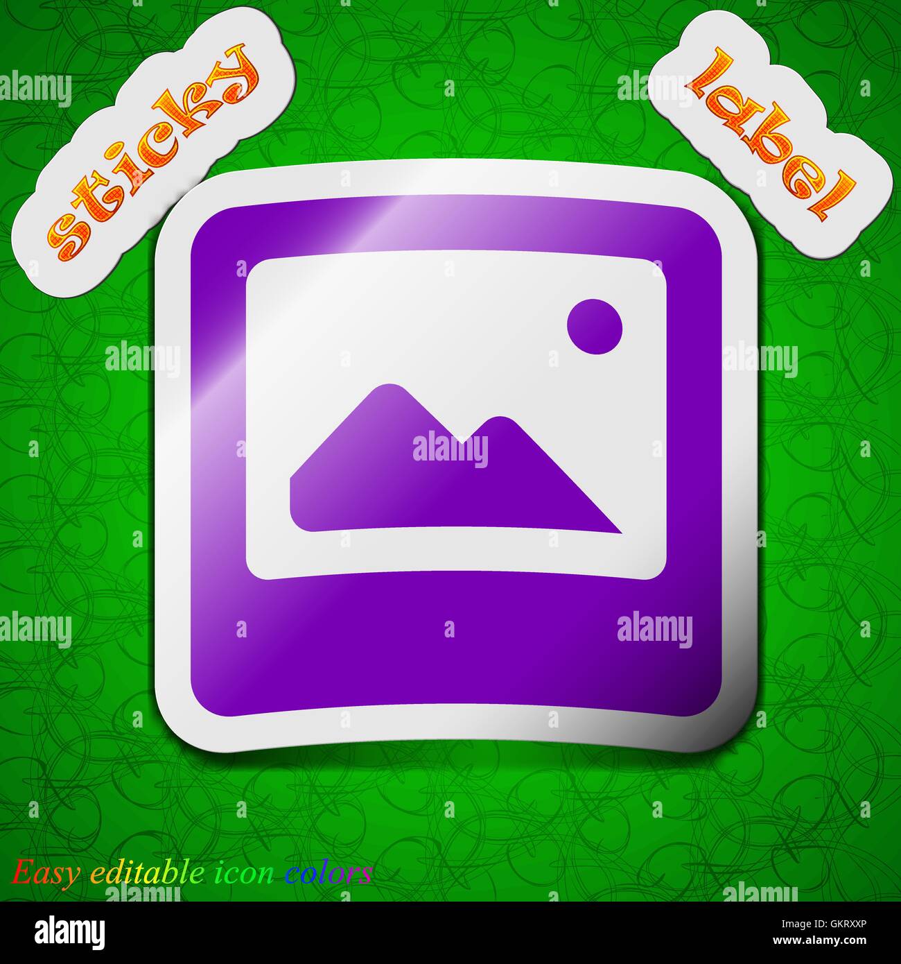 Photo frame template icon sign. Symbol chic colored sticky label on ...