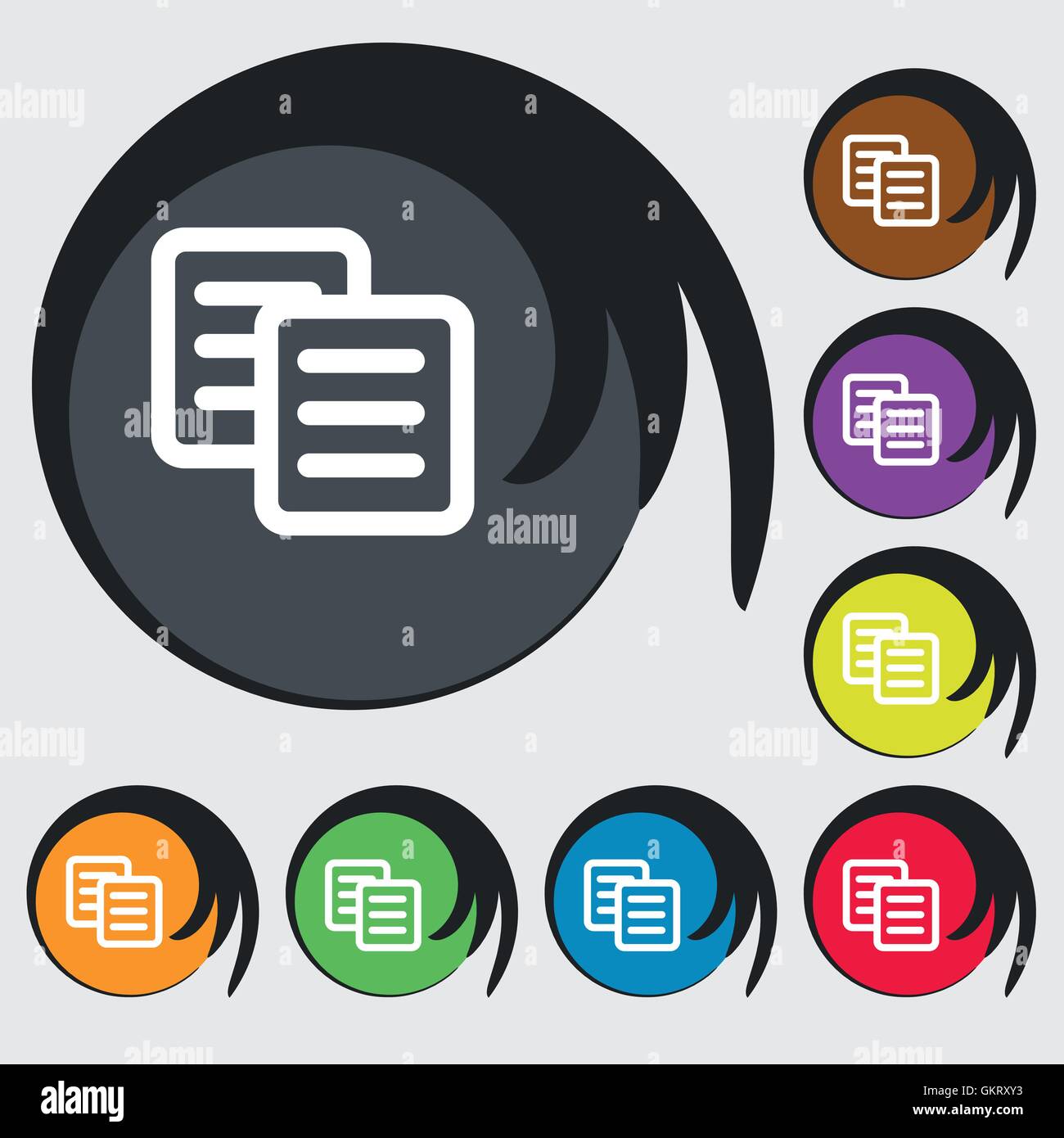 copy icon sign. Symbol on eight colored buttons. Vector Stock Vector ...