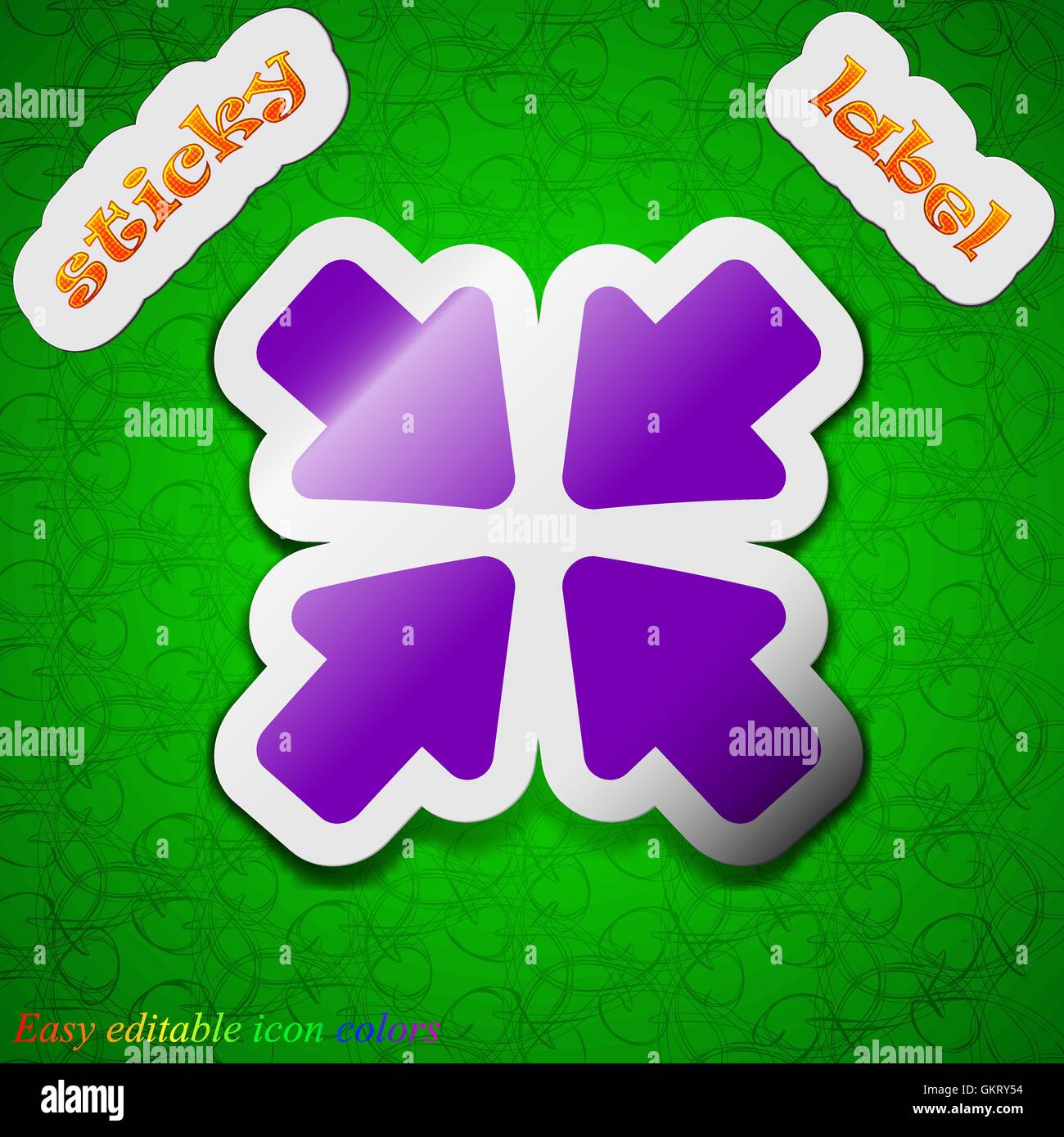 turn to full screen icon sign. Symbol chic colored sticky label on ...