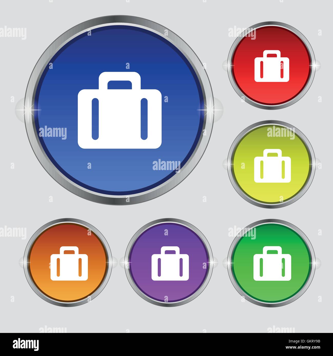 suitcase icon sign. Round symbol on bright colourful buttons. Vector ...