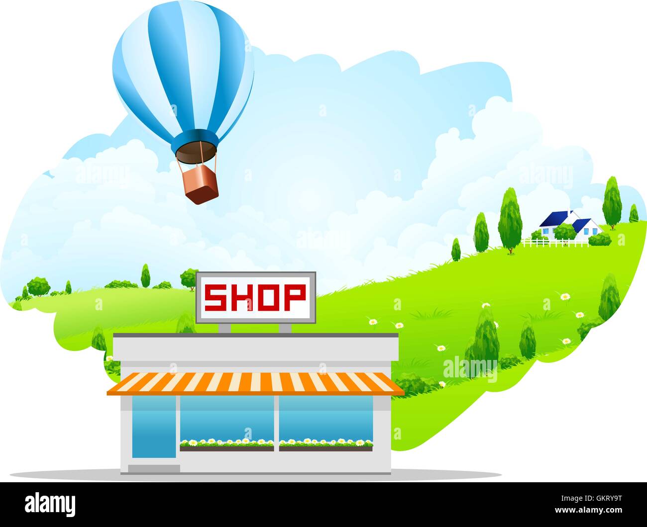 Vector Landscape with Shop Building Stock Vector Image & Art - Alamy