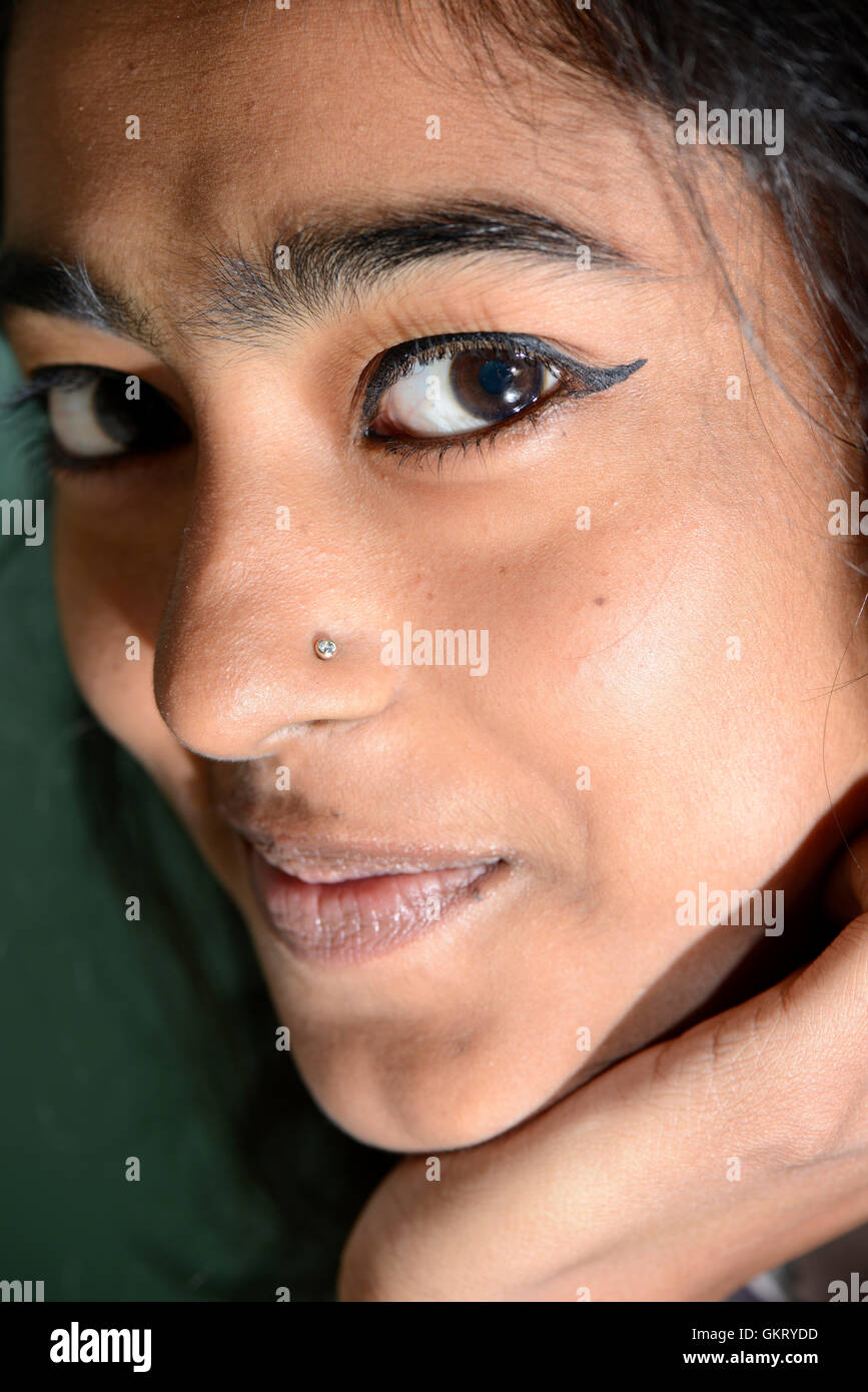 Close up portrait dusky beautiful indian hi-res stock photography and ...