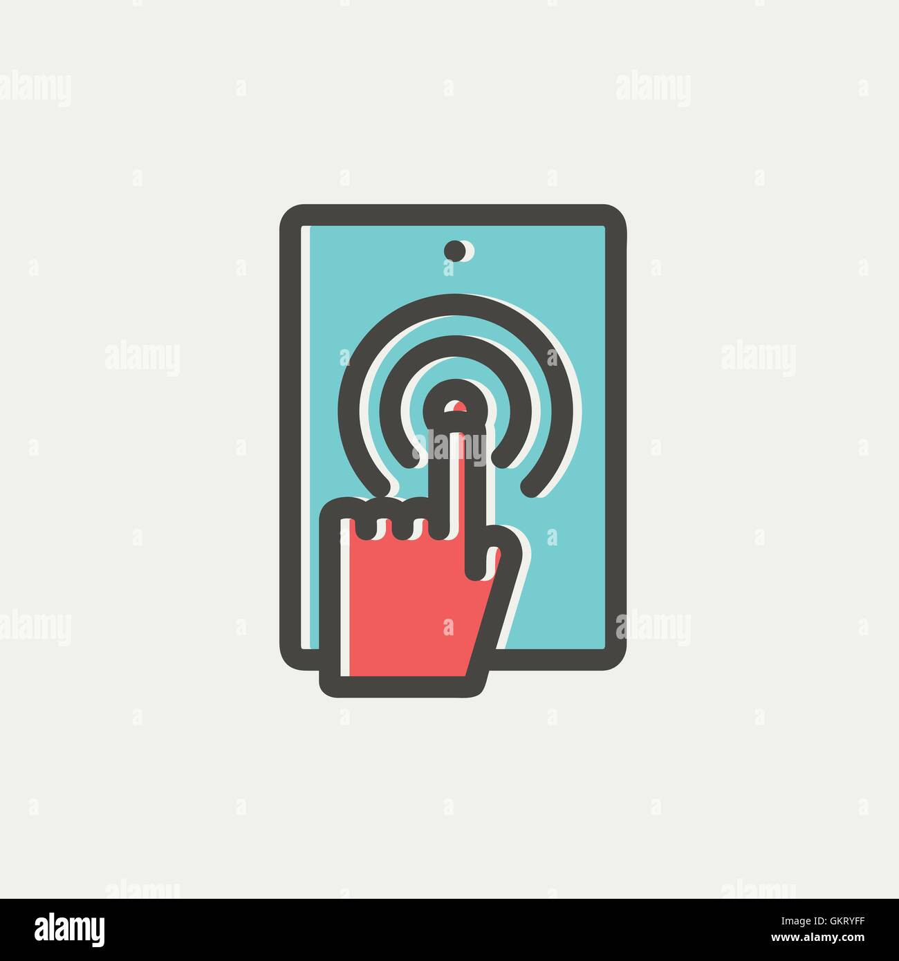 Touch mark in mobile phone thin line icon Stock Vector Image & Art - Alamy