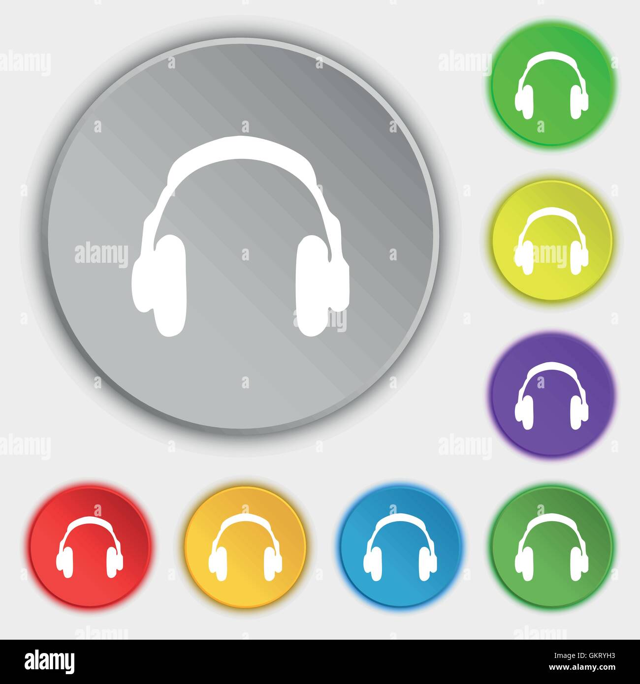 headsets icon sign. Symbol on five flat buttons. Vector Stock Vector ...
