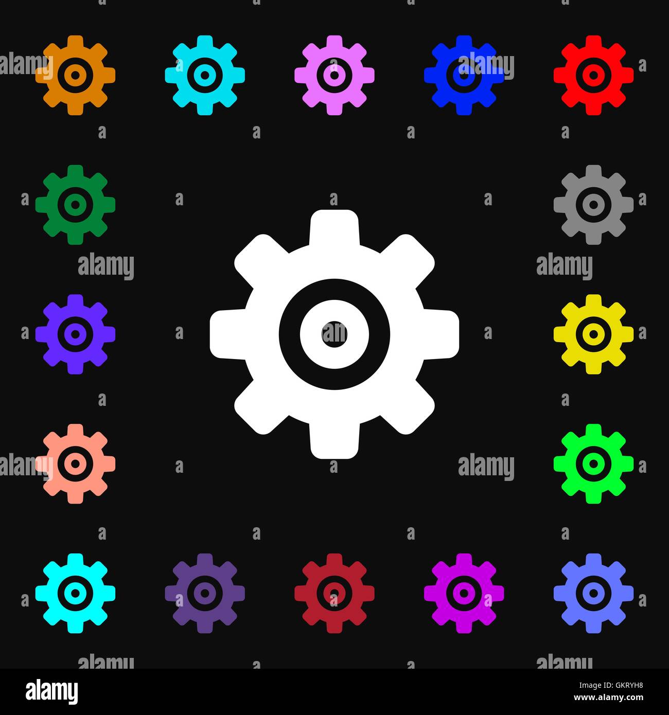 Cog settings, Cogwheel gear mechanism icon sign. Lots of colorful ...