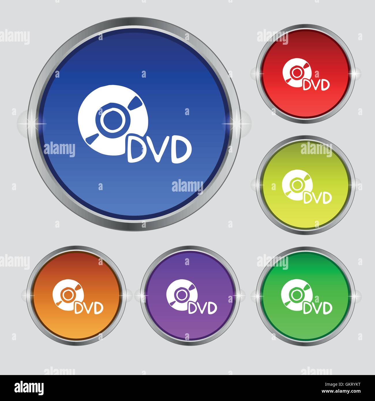 dvd icon sign. Round symbol on bright colourful buttons. Vector Stock ...