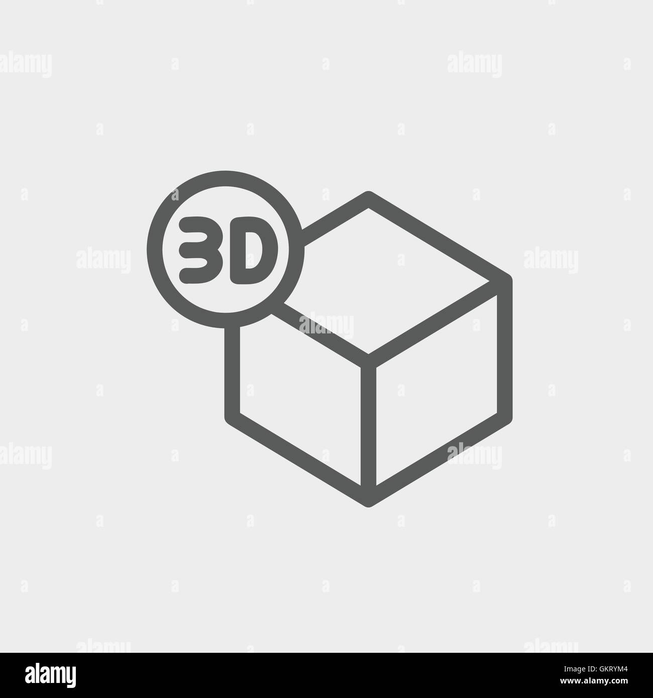 Three D box thin line icon Stock Vector Image & Art - Alamy
